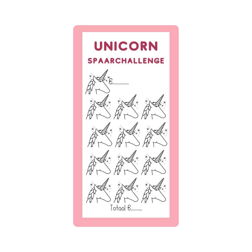 Kid spaar challenge Unicorn van Budget-Binder.nl – Budget Binder